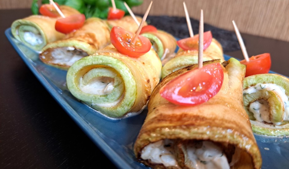 Receptes.lv — Kabaču rullīši ar siera pildījumu